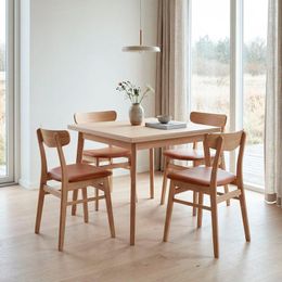 Esstisch &raquo;Esstisch Basic&ndash; ausziehbar, d&auml;nisches Design, mit Einlegeplatten&laquo; Flexibel erweiterbar 90&ndash;164 cm &ndash; stabil aus Massivholz beige Tischplatte: 