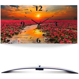 Artland Wanduhr &raquo;Sonnenschein bl&uuml;hende Lotusblume&laquo; wahlweise mit Quarz- oder Funkuhrwerk, lautlos ohne Tickger&auml;usche orange B/H/T: 60cm x 30cm x 0,3cm, 