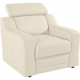 exxpo - sofa fashion Sessel &raquo;Lotos, Loungesessel&laquo; mit Kopf- bzw. R&uuml;ckenteilverstellung wei&szlig; Kunstleder SOFTLUX NaturLEDER Madras, B/H/T: 95cm x 92cm x