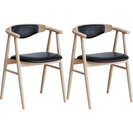 Holzstuhl &raquo;Findahl by Hammel Tradition&laquo; (Set) 2 Stk.Massivholz, mit Sitz und R&uuml;ckenpolster aus Leder beige Leder, Massivholz B/H/T: 56,5cm x 77cm x 