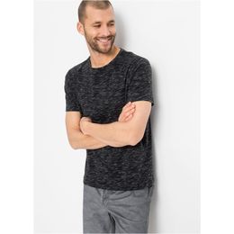bonprix Herren T-Shirt, schwarz-wei&szlig;, Gr. 52, Jersey, Obermaterial: 74% Baumwolle, 26% Polyester, Shirts, Regular Fit, Kurzarm, f&uuml;r Alltag