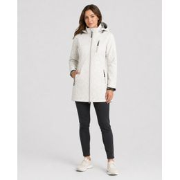 DEPROC Active Damen Softshelljacke "SHELBY LONG", wei&szlig;, Gr. 46, Softshell, 100% Polyester, Jacken, leichter Softshell Kurzmantel mit abnehmbarer