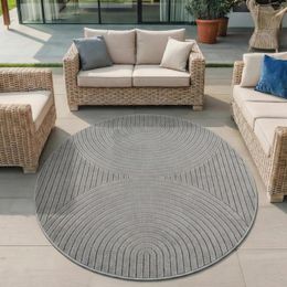 Ayyildiz Teppiche Outdoorteppich &raquo;NOVA 1201 , auch als L&auml;ufer und Rund&laquo; rund 8 mm H&ouml;he Material aus schmutzabweisendem Polypropylen, In-/Outdoor geeignet grau 
