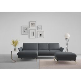 Sit & More sit&more Ecksofa &raquo;Fashion L-Form&laquo; wahlweise mit Kopfteilverstellung, Vorziehsitz, motorisch, Nickelf&uuml;&szlig;e grau B/H/T: 253cm x 84cm x 165cm, Soft clean, 