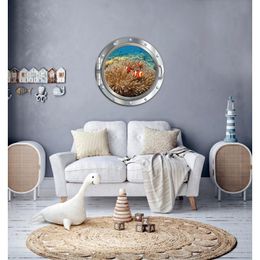queence Wandsticker &raquo;3D Bullauge Illusion Unterwasserwelt Korallen 40x40 cm&laquo; Selbstklebender Wanddurchbruch Unterwasser bunt Vinyl &Oslash; 40cm