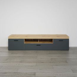 Home Affaire Lowboard &raquo;Tyler TV-Kommode&laquo; Packung, 1 Stk. tlg. TV-Lowboard, Hirnholzapplikationen, Breite 230 cm grau B/H/T: 230cm x 52cm x 52cm, 2 Stk