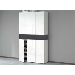 Home Affaire Schuhschrank &raquo;Savona&laquo; H&ouml;he 200cm, 12 Einlegeb&ouml;den, 21 F&auml;cher wei&szlig; Holzwerkstoff wei&szlig;/zement, B/H/T: 114cm x 200cm x 35cm, T&uuml;ren: 6 Stk.