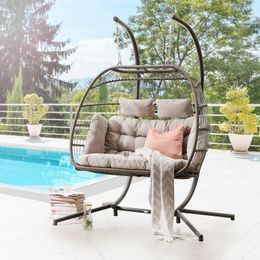 Destiny H&auml;ngestuhl &raquo;COCO DOUBLE RELAX&laquo; f&uuml;r 2 Personen, inkl. Gestell mit Polsterauflage, belastbar bis 159 kg grau Aluminium, Kunststoff, Stahl Einheitsgr&ouml;&szlig;e