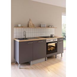 Optifit K&uuml;che &raquo;Lilly&laquo; Breite 210, wahlweise mit E-Ger&auml;ten schwarz B/H/T: 210cm x 90cm x 60cm, ohne E-Ger&auml;te