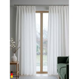 Vorhang WIRTH, B:130cm H:225cm, wei&szlig;, Jacquard, Baumwolle, Polyester, Wohnzimmer, Gardinen, "Newbury"