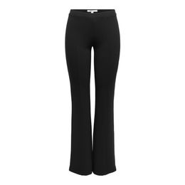 Only Damen Bootcuthose "ONLPAIGE MW CUT FLARED PANT CC PNT", schwarz, Gr. XS, unifarben, Milano Rib, Obermaterial: 65% Viskose, 30% Polyester, 5%