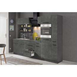KOCHSTATION K&uuml;chenzeile &raquo;KS-Tulsa&laquo; ohne E-Ger&auml;te, Breite 270 cm, schwarze Metallgriffe, MDF Fronten bunt B/H/T: 270cm x 60cm