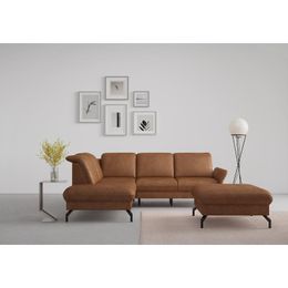 Sit & More sit&more Ecksofa &raquo;Fashion L-Form&laquo; wahlweise mit Kopfteilverstellung und Vorziehsitz, motorisch braun B/H/T: 250cm x 84cm x 207cm, Luxus-Microfasermit 
