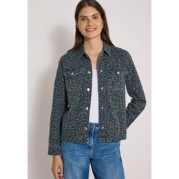 Cecil Damen Hemdjacke, gr&uuml;n, Gr. XL, Web, Obermaterial: 81% Baumwolle, 17% Polyester, 2% Elasthan, Jacken, Bedruckte Jeansjacke mit Animal-Muster