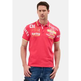 Cipo & Baxx CIPO & BAXX Herren Poloshirt, rosa, Gr. L, bedruckt, Jersey, Obermaterial: 95% Baumwolle, 5% Elasthan, Shirts