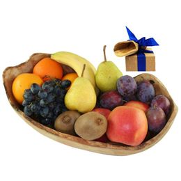 Olivenholz-erleben Obstschale aus Massivholz Jede Schale ist ein Unikat mit einzigartiger und nat&uuml;rlicher Maserung braun Massivholz B/H/L: 13cm x 11cm