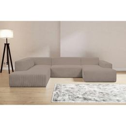 WERK2 Wohnlandschaft &raquo;Zeus-U 330 x 263 cm modern und bequem&laquo; Cord, U-Form, XXL grau 90% Polyester, 10% Nylon B/H/T: 330cm x 70cm x 263cm, Cord, 