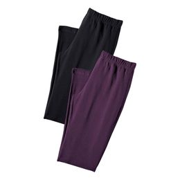 Damen Caprileggings, VIVANCE ACTIVE BY LASCANA, Gr. 32, lila, Single Jersey, Obermaterial: 95% Baumwolle, 5% Elasthan, unifarben, Basic, Hosen, mit