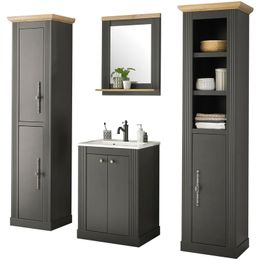 OTTO home Badm&ouml;bel-Set &raquo;WESTMINSTER, Bad im Landhausstil, 4-teiliges Badezimmer&laquo; 4 Stk. tlg. grau B/H/T: 200cmcm x 203cmcm x 46cmcm