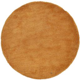 Tom Tailor HOME Hochflor-Teppich &raquo;Shaggy Teppich Cozy&laquo; rund 25 mm H&ouml;he Uni Farben, auch in Pastell Farben, weich & kuschelig gold Polyester &Oslash; 140cm 1 