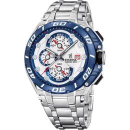 Festina Herren Chronograph &raquo;Chrono Bike&laquo; Quarzuhr, Armbanduhr, Herrenuhr, Edelstahlarmband, analog, Tag blau Einheitsgr&ouml;&szlig;e