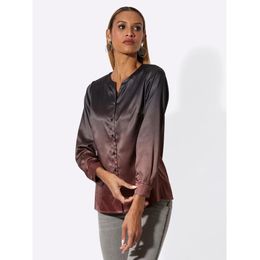 CR&Eacute;ATION L creation L Satin-Bluse in schwarz-rotbraun-bedruckt | Gr.: 40