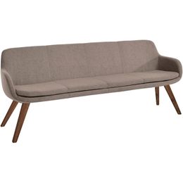 Musterring Essbank &raquo;Tavia&laquo; Stativgestell Wildnussbaum massiv ge&ouml;lt, Breite 180, 200 oder 220 cm grau 100% PES B/H/T: 220cm x 87cm x 66cm, Flachgewebe