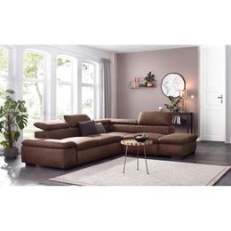 OTTO home Ecksofa &raquo;Alberto L-Form&laquo; mit Kopfteilverstellung, wahlweise mit Schlaffunktion braun 100% Polyester;Luxus-Microfaser weich (9)0% Polyester /