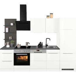 KOCHSTATION K&uuml;chenzeile &raquo;KS-Brindisi&laquo; Breite 280 cm, wahlweise mit E-Ger&auml;ten, mit MDF-Fronten und Regal wei&szlig; B/H/T: 280cm x 200cm x 60cm, ohne E-