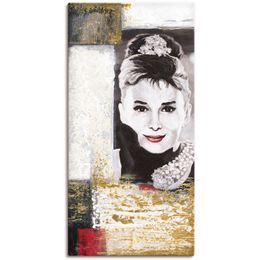 Artland Leinwandbild &raquo;Hollywood Legenden VI - Audrey Hepburn&laquo; Portr&auml;ts 1 Stk. tlg. auf Holzrahmen gespannt gelb Leinwand B/H/T: 20cm x 40cm, Leinwandbild 