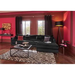 Home Affaire Ecksofa &raquo;Renesse L-Form&laquo; lose Kissen, Keder an Sitzkissen schwarz Samtvelours 100% Polyester;Luxus-Microfaser ALTARA NUBUCK (100% 
