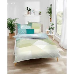 Kaeppel Bettw&auml;sche &raquo;Linear&laquo; 2 Stk. gr&uuml;n Mako-Satin, Obermaterial: 100% Baumwolle B/L: 135cm x 200cm, 1 Stk., 1 Stk., Mako-Satin, B/L: 80cm x 80cm, 2 Stk.