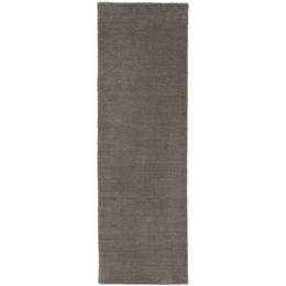 CarpetFine Wollteppich &raquo;Gabbeh Lola Uni&laquo; rechteckig 14 mm H&ouml;he mit nat&uuml;rlichem Pflanzenmaterial von Hand gewebt, auch in Rund grau Wolle B : 60cm 1 