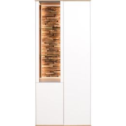 M&auml;usbacher Vitrine &raquo;Faro&laquo; Faro Vitrinenschrank B 81 cm, inkl. Beleuchtung, Push to open Funktion wei&szlig; ice white supermatt / asteiche, B/H/T: 81cm x 180cm x 42cm,