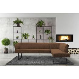 exxpo - sofa fashion Eckbank &raquo;Americano&laquo; mit Keder und Metallf&uuml;&szlig;en, Bezug in verschiedenen Qualit&auml;ten braun B/H/T: 270cm x 83cm x 197cm, 