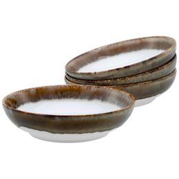 Creatable Schale &raquo;Cascade, Poke Bowl 22,5 cm 4-tlg&laquo; 4 Stk. aus Steinzeug Rekativglasur, Healthy Food braun Steinzeug &Oslash; 22,5cm