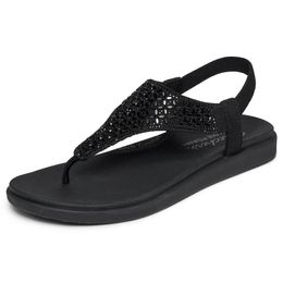 Skechers Damen Sandale &raquo;MEDITATION LUXE&laquo; Sommerschuh, Zehentrenner, Strandschuh mit Glitzersteinchen schwarz 35