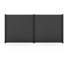 STAKET PRO Gartenzaun &raquo;Komplettzaun Paneel 150&laquo; LxH: 368,4x187 cm, 2 Elemente &aacute; 180 cm Breite schwarz Aluminium H/L: 180cm x 3,68m, Pfosten: 3 Stk.