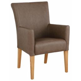 Home Affaire Armlehnstuhl &raquo;King&laquo; () Esszimmerstuhl mit bequemer Polsterung, Esszimmersessel mit Armlehnen braun Polyester B/H/T: 60cm x 92cm x 65cm, 