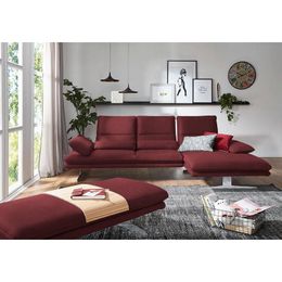 W.Schillig Ecksofa &raquo;broadway, Designsofa mit tollem Sitzkomfort, L-Form&laquo; Sitztiefenverstellung, Kopfteil- & Seitenteilverstellung, Breite 291cm rot 