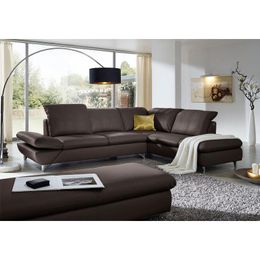 W.Schillig Ecksofa &raquo;Taoo, elegant und zeitlos, bequem, L-Form, Breite 296cm&laquo; mit Sitziefenverstellung & Kopfteilverstellung braun Longlife Xtra-Leder 