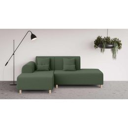OTTO home Ecksofa &raquo;Suyala&laquo; L-Form mit Hocker gr&uuml;n 100% Polyester B/H/T: 258cm x 85cm x 168cm, Struktur, Recamiere links, ohne Hocker