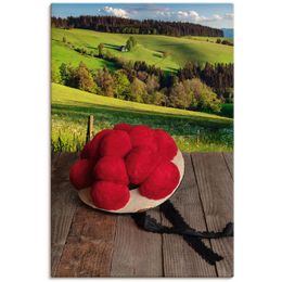 Artland Wandbild &raquo;Schwarzw&auml;lder Bollenhut auf Holztisch&laquo; Wiesen & Baumbilder 1 Stk. tlg. als Alubild, Leinwandbild in verschied. Gr&ouml;&szlig;en gr&uuml;n B/H/T: 40cm x 