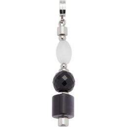 Leonardo Damen Leonardo Charm-Einh&auml;nger &raquo;Anh&auml;nger Betsy Clip & Mix&laquo; mit Cat ́s Eye schwarz-wei&szlig; Einheitsgr&ouml;&szlig;e
