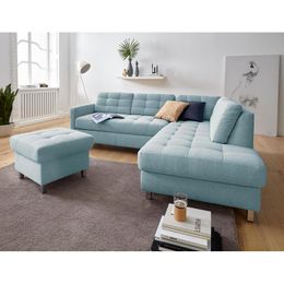 Sit & More sit&more Ecksofa &raquo;Picasso L-Form&laquo; wahlweise mit Schlaffunktion und Bettkasten blau Struktur fein (100% Polyester) B/H/T: 233cm x 80cm x 196cm, 