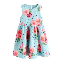 Next Kleid M&auml;dchen Gr&ouml;&szlig;e 134 blau / gr&uuml;n / hellorange / pink