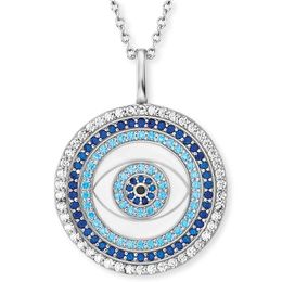 Engelsrufer Damen Kette mit Anh&auml;nger &raquo;LUCKY EYE&laquo; mit Emaille - mit Zirkonia (synth.) blau Silber 925 (Sterlingsilber), L: 50