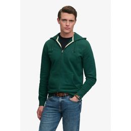 Superdry Herren Kapuzensweatjacke "ESSENTIAL SDCO LOGO ZIPHOOD", gr&uuml;n, Gr. S, bedruckt, angeraute Sweatware, Obermaterial: 60% Baumwolle, 40%