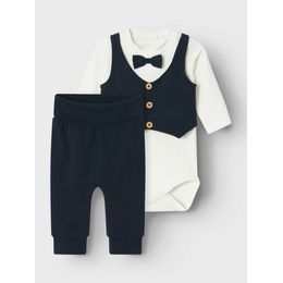 name it Kinder Body "NBMADAM LS BODY SET NOOS", Gr. 86, blau, Sweatware, Obermaterial: 95% Baumwolle, 5% Elasthan, unifarben, Bodys