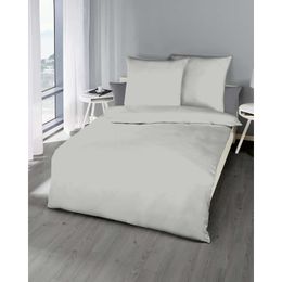 Kaeppel Bettw&auml;sche &raquo;Uni&laquo; 2 Stk. Unifarben silber Feinbiber, Obermaterial: 100% Baumwolle B/L: 155cm x 220cm, 1 Stk., 1 Stk., Feinbiber, B/L: 80cm x 80cm, 2 